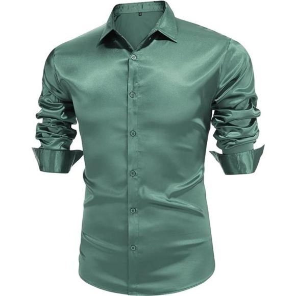 Shirts | New Mens Luxury Green Silk Shirt | Poshmark
